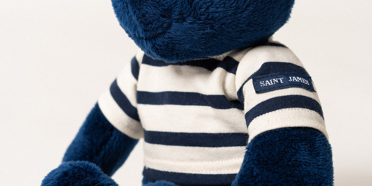 P'TITS DOUDOUS - Striped Teddy Bear (BLUE) – Saint James USA