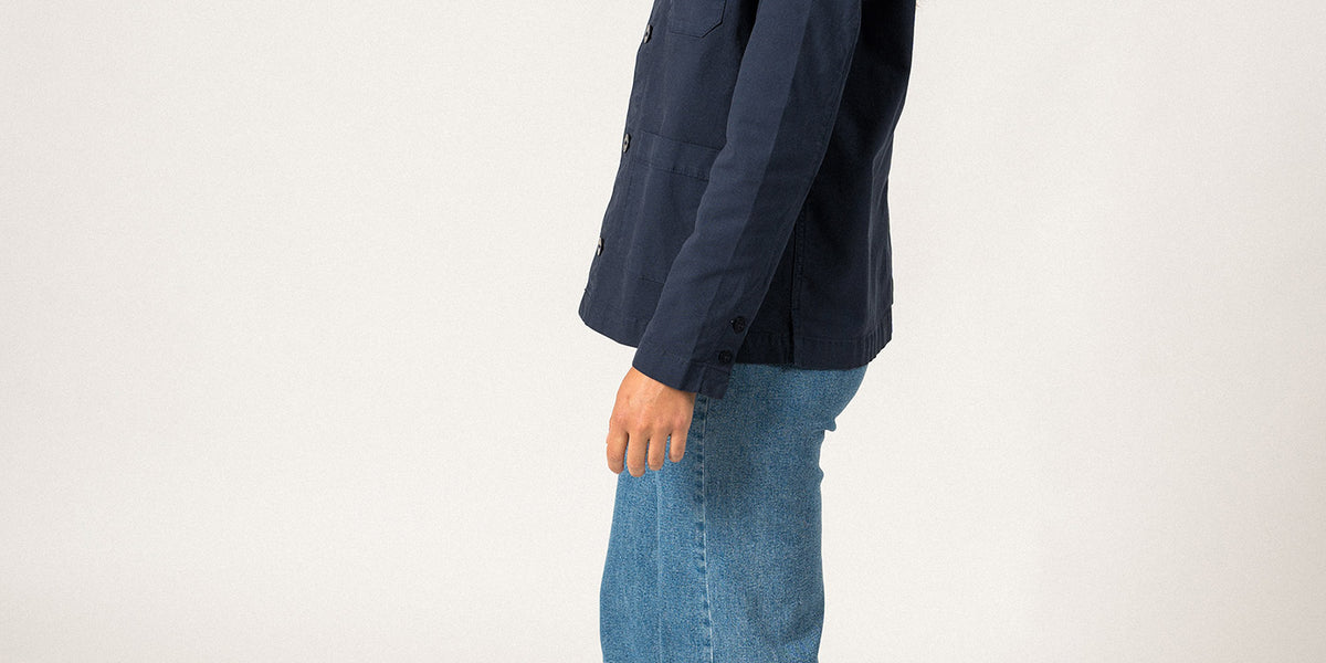 ALIZE - French Chore Jacket for Women | Workwear Cotton Canvas (NAVY ...
