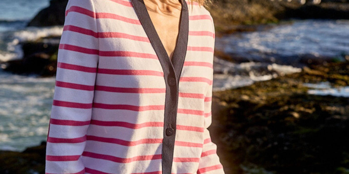 MANOSQUE Striped Cotton Cardigan (FRENCH RIVIERA) • Saint James USA
