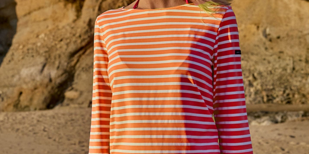 PHARE - Boat Neck Striped Tunic with Slits | Stretch fabric with UV ...