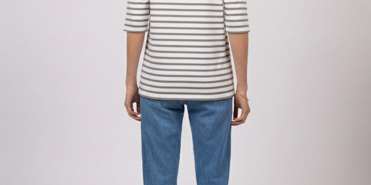 PHARE - Boat Neck Striped Tunic with Slits | Stretch fabric with UV ...