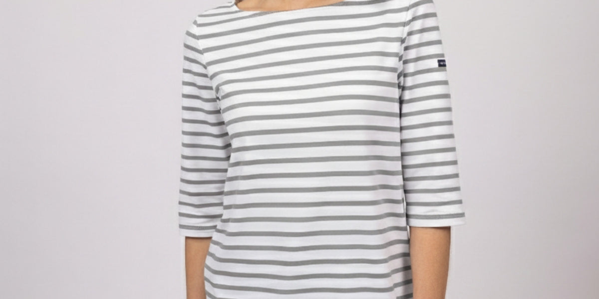 PHARE - Boat Neck Striped Tunic with Slits | Stretch fabric with UV ...