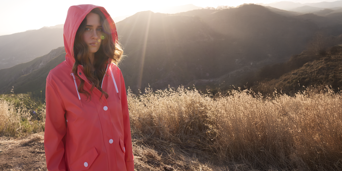 Waterproof Rain Jacket with Hood (Coral) | Saint James® – Saint James USA