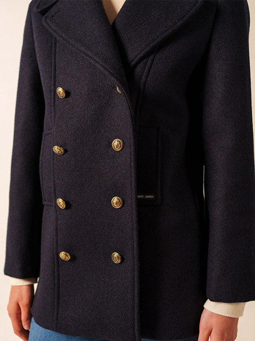 Peacoat for Women, 100% Wool Navy, Classic Style • Saint James USA