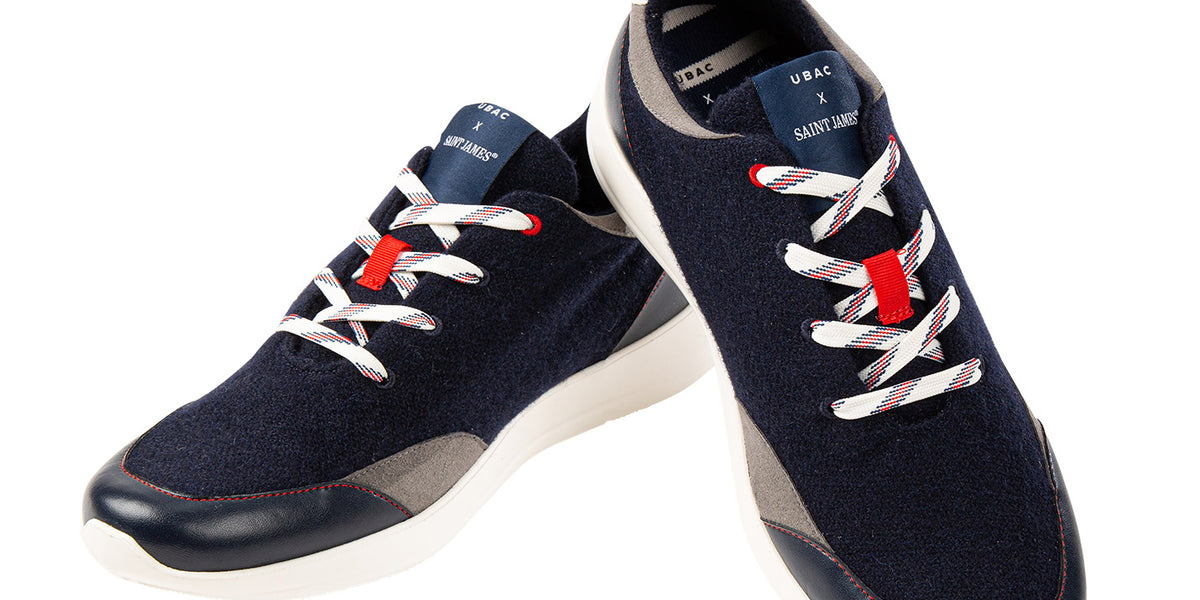 Recycled Navy Wool Sneakers by UBAC| Saint James® • Saint James USA
