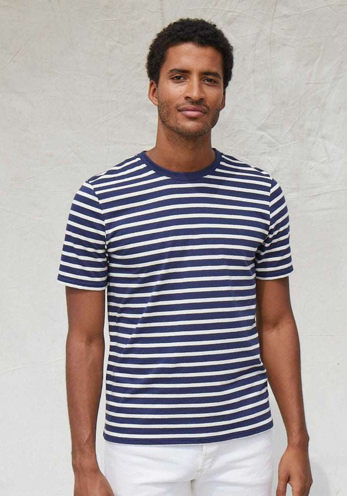 Men's Short Sleeve Breton Striped T-Shirt, White/Navy • Saint James USA